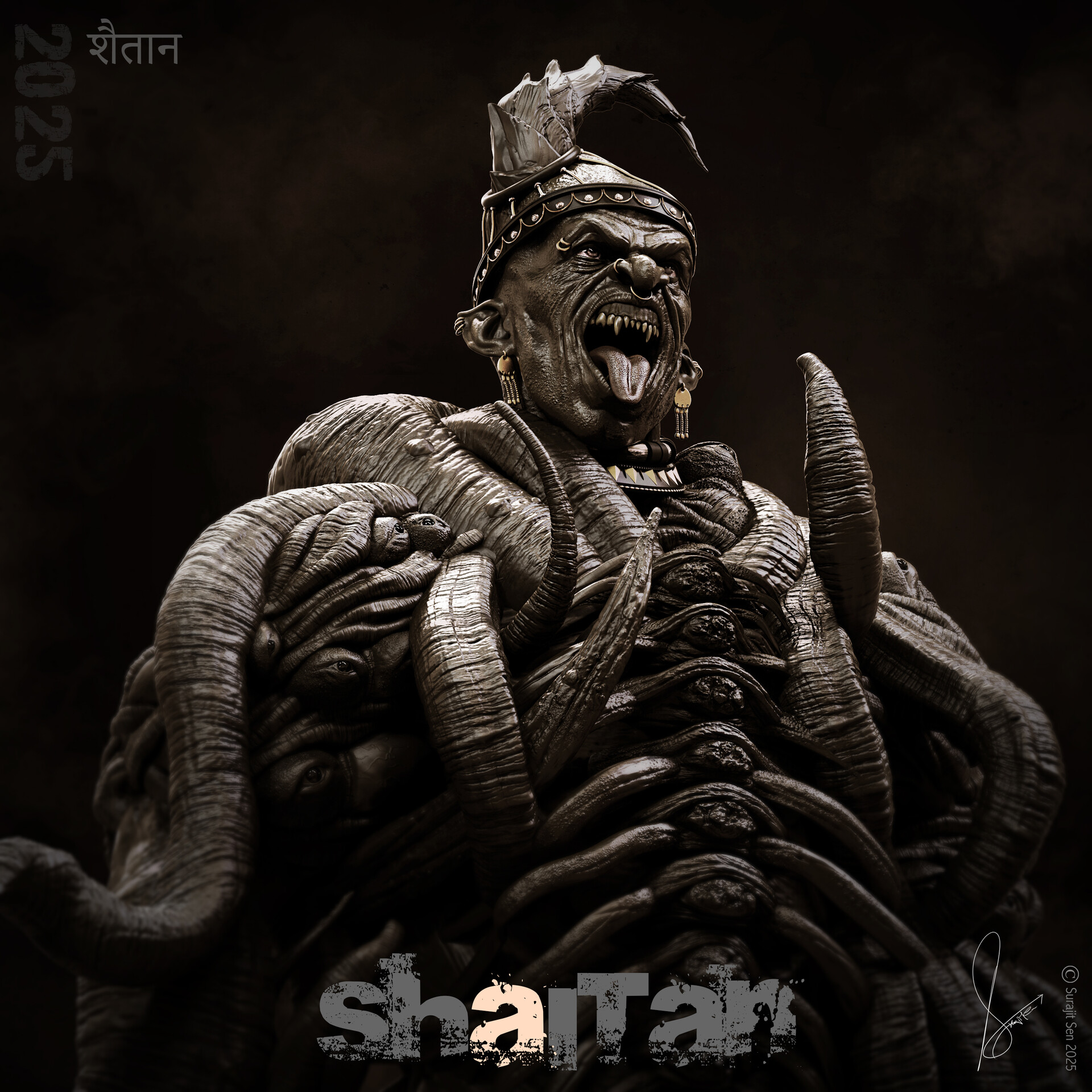 ArtStation - शैतान - Shaitan- Digital Sculpture by Surajit Sen
