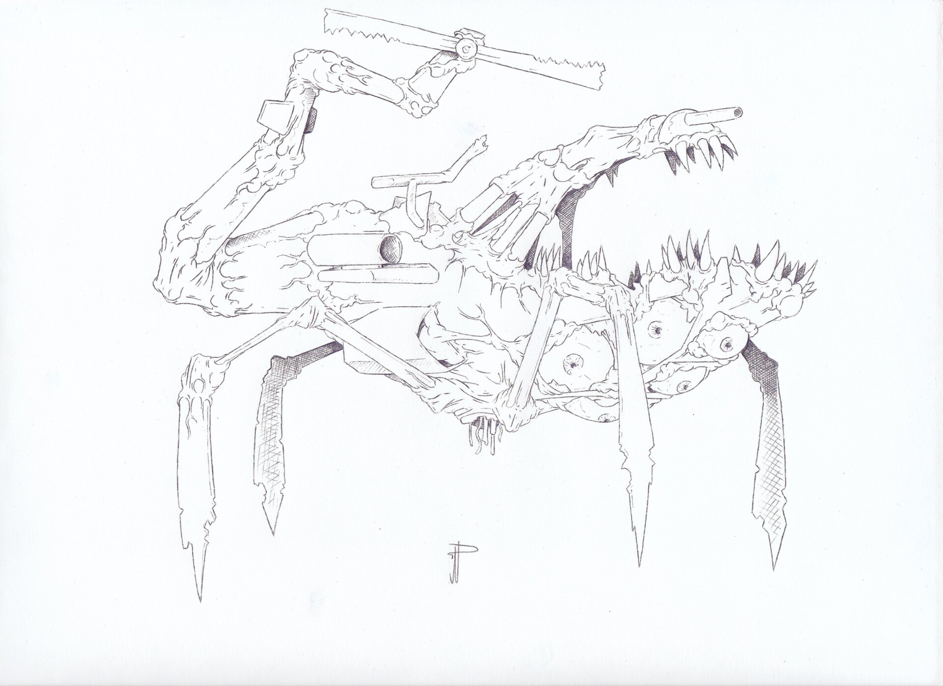 ArtStation - Cultic Mutated Spider Helicopter boss concept