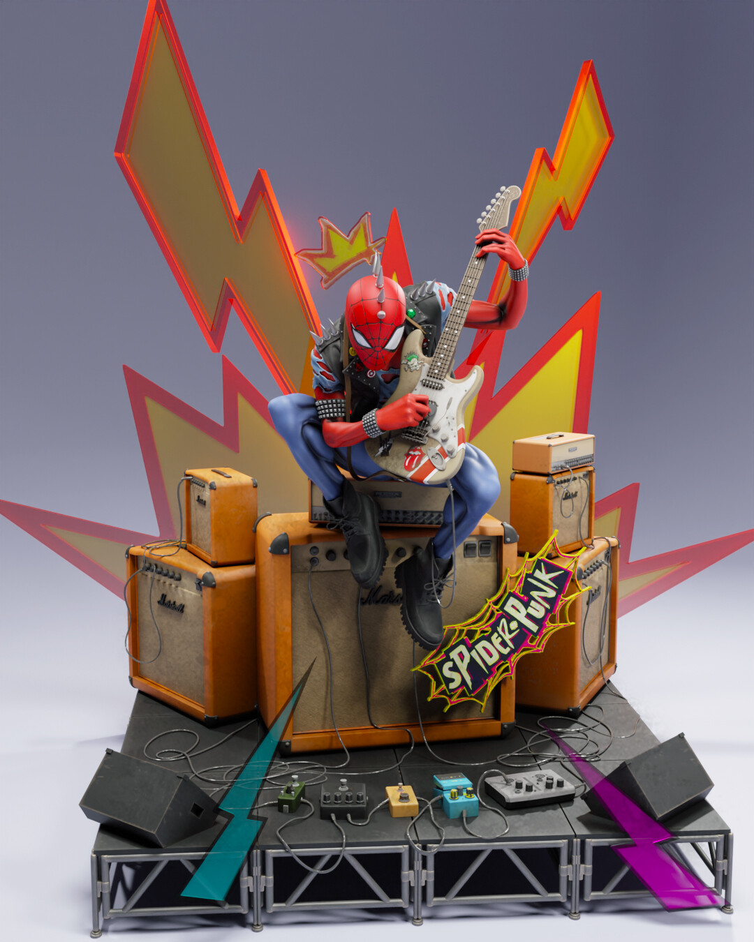 Spider-Punk Statue-花瓣网