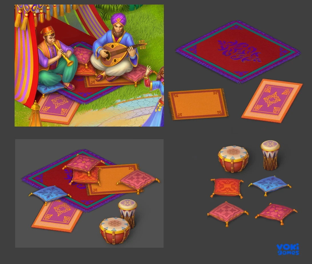 ArtStation - Carpets, pillows and drums my 2d artwork