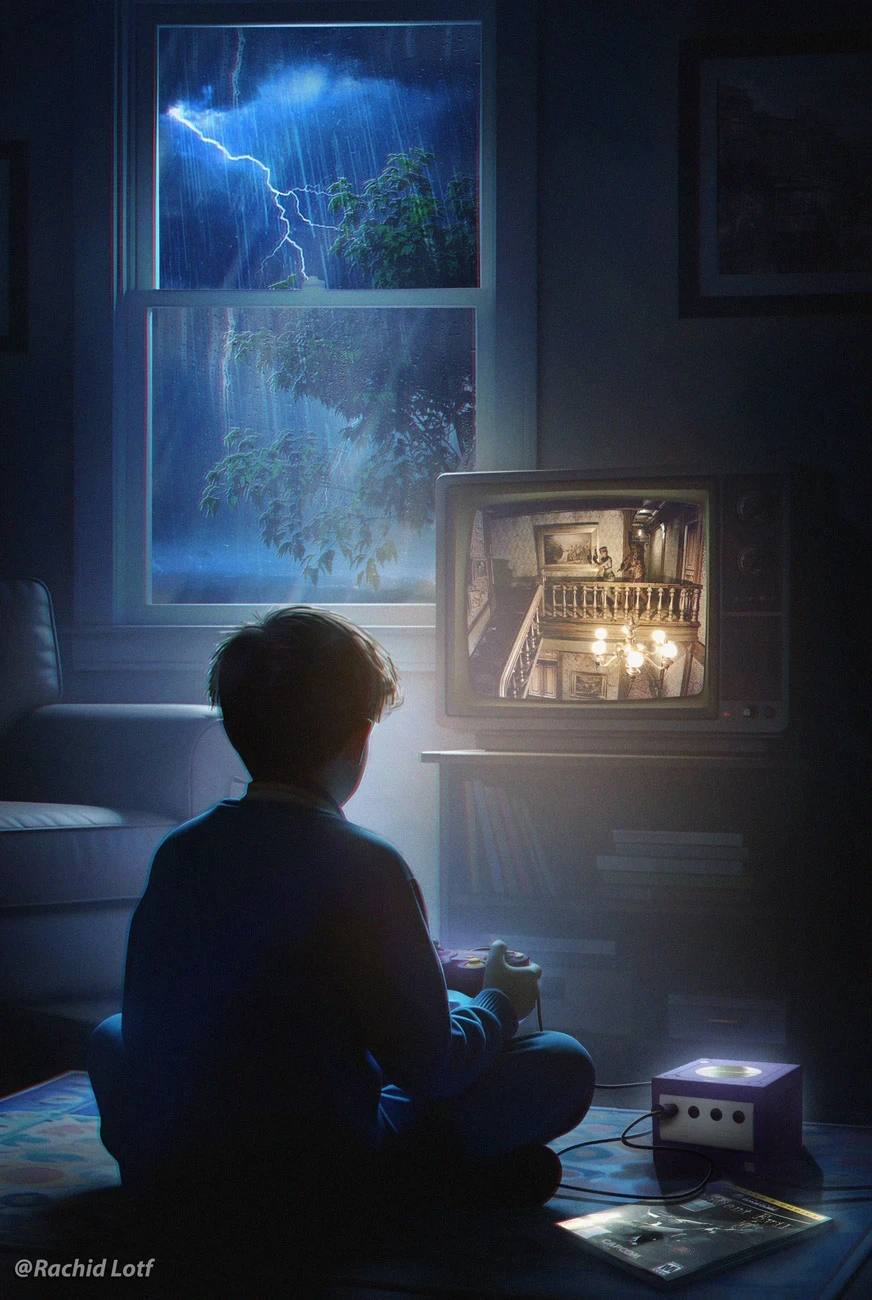 ArtStation - Lightning, Rain… and Fear - Resident Evil 1 Remake Gamecube