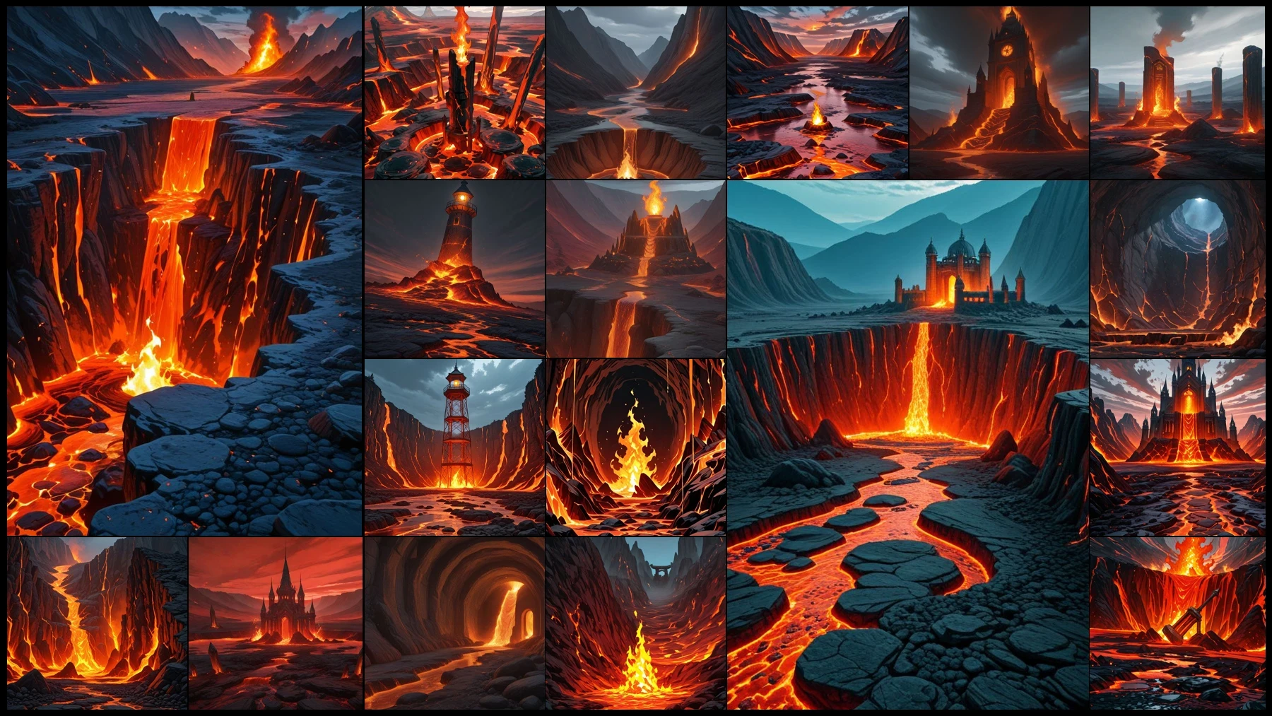 ArtStation - 525 Infernal Lava World Fantasy Fiery Volcano Landscapes ...