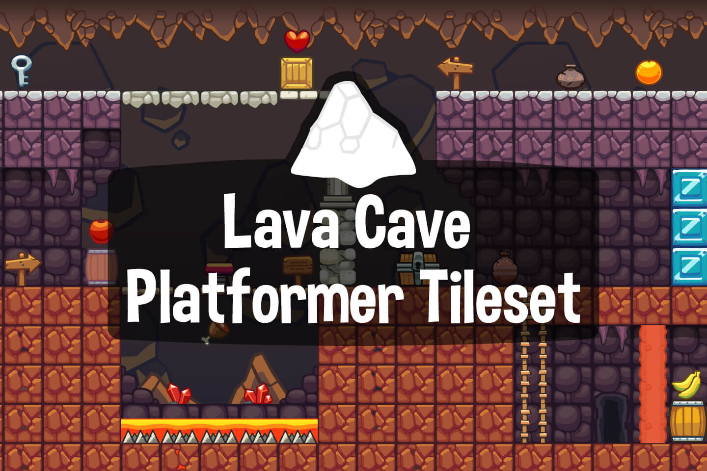 ArtStation - Lava Cave Platformer Level Tileset