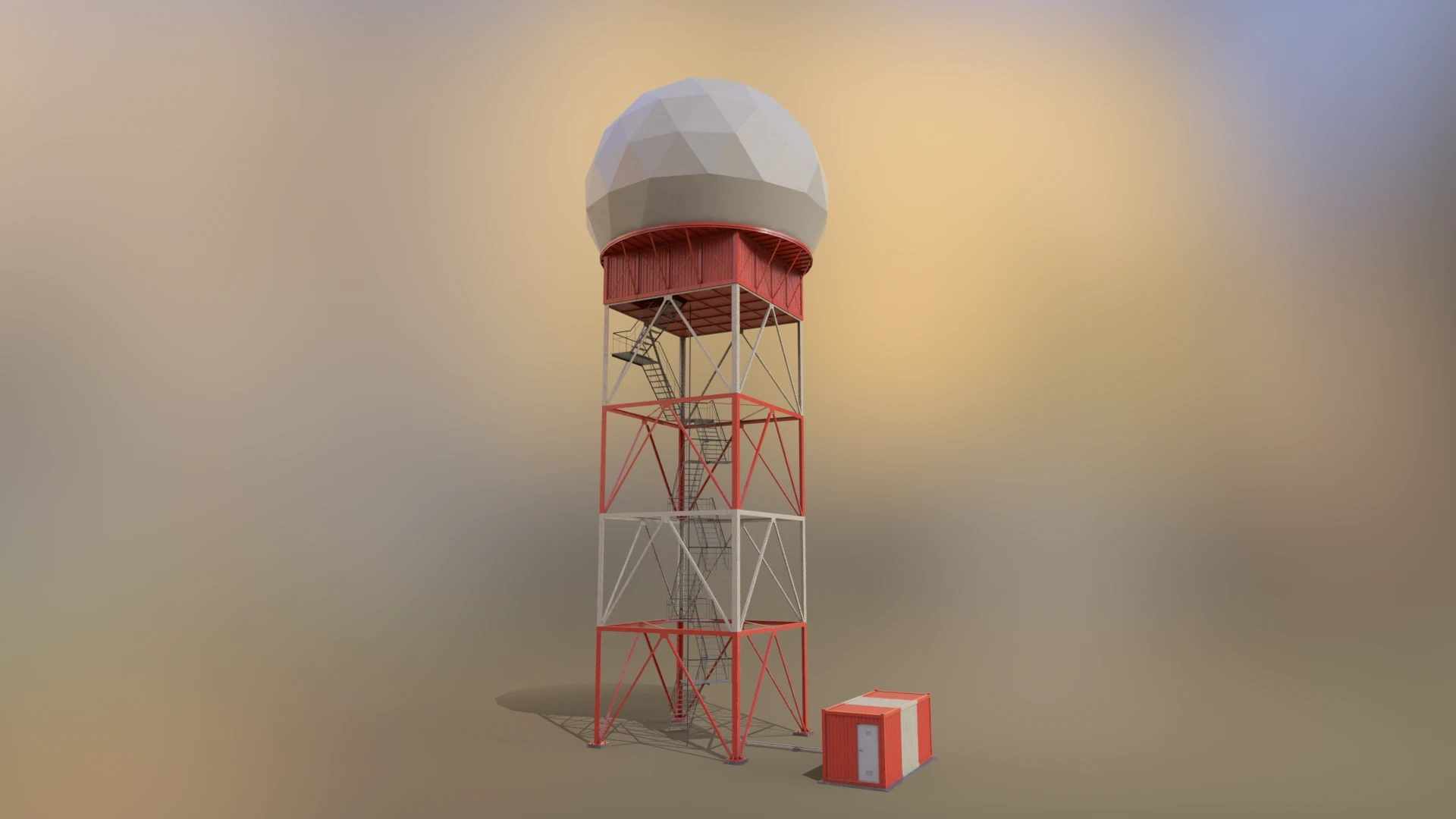 ArtStation - Airport Weather Radar Tower | Low Poly PBR