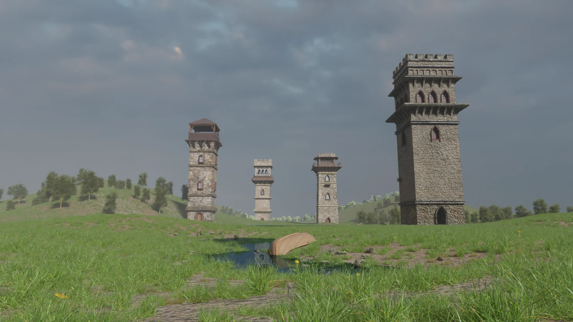 ArtStation - Land Scape - Medievals Towers - Boats - Nature Land ...