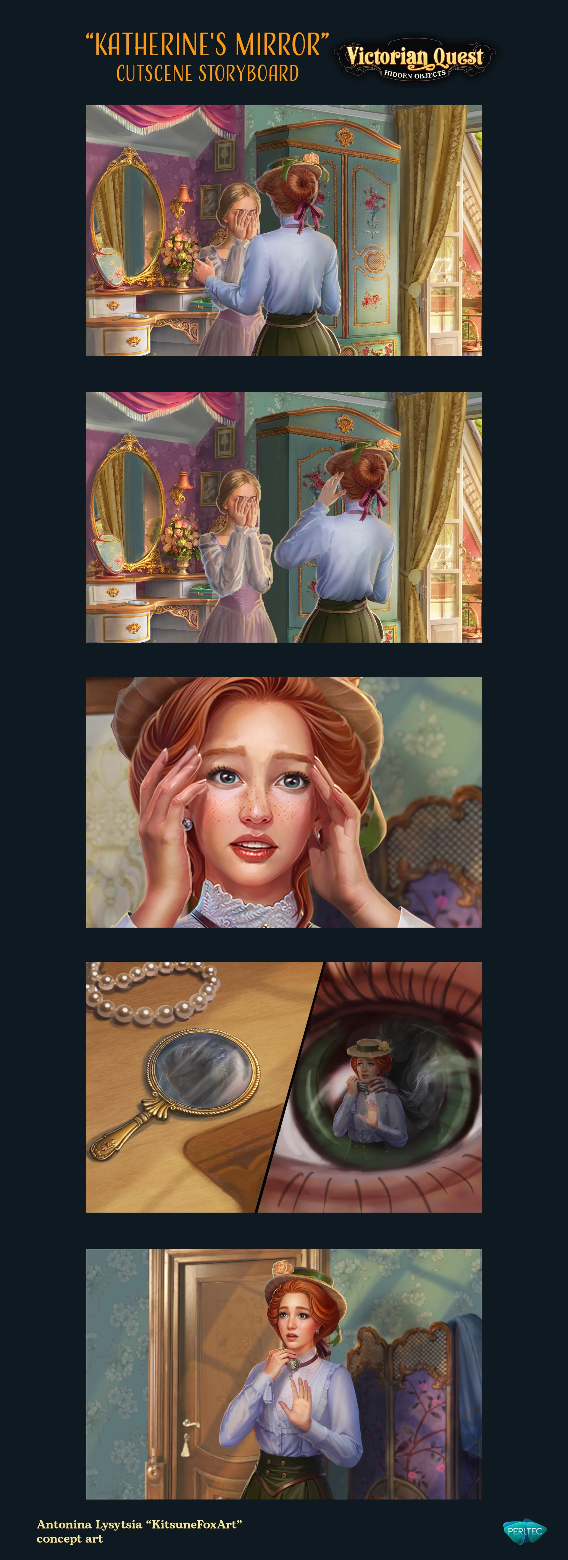 ArtStation - “Katherine's mirror”сutscene storyboard