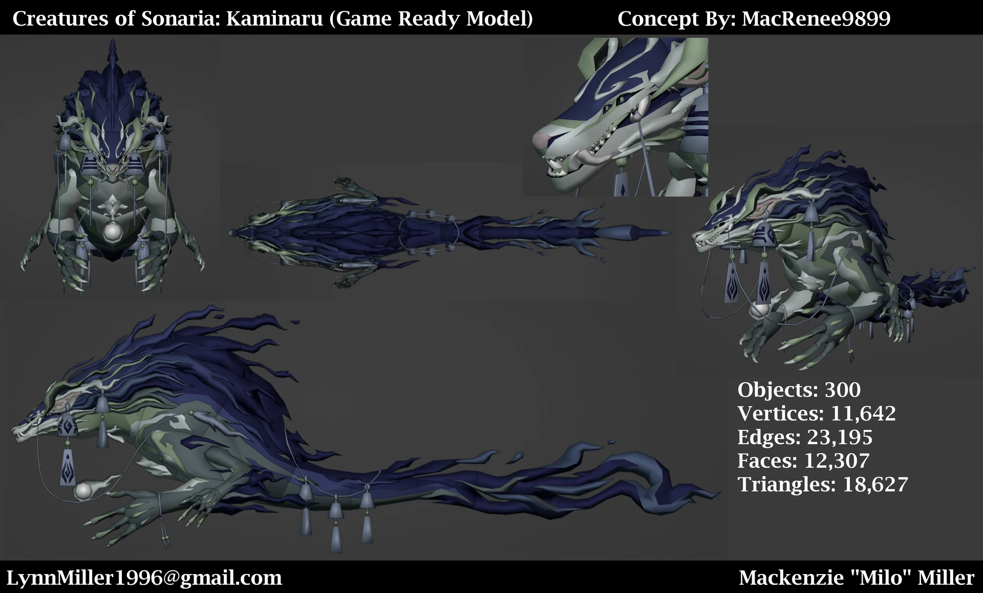 ArtStation - Creatures of Sonaria: Kaminaru Game Ready Model