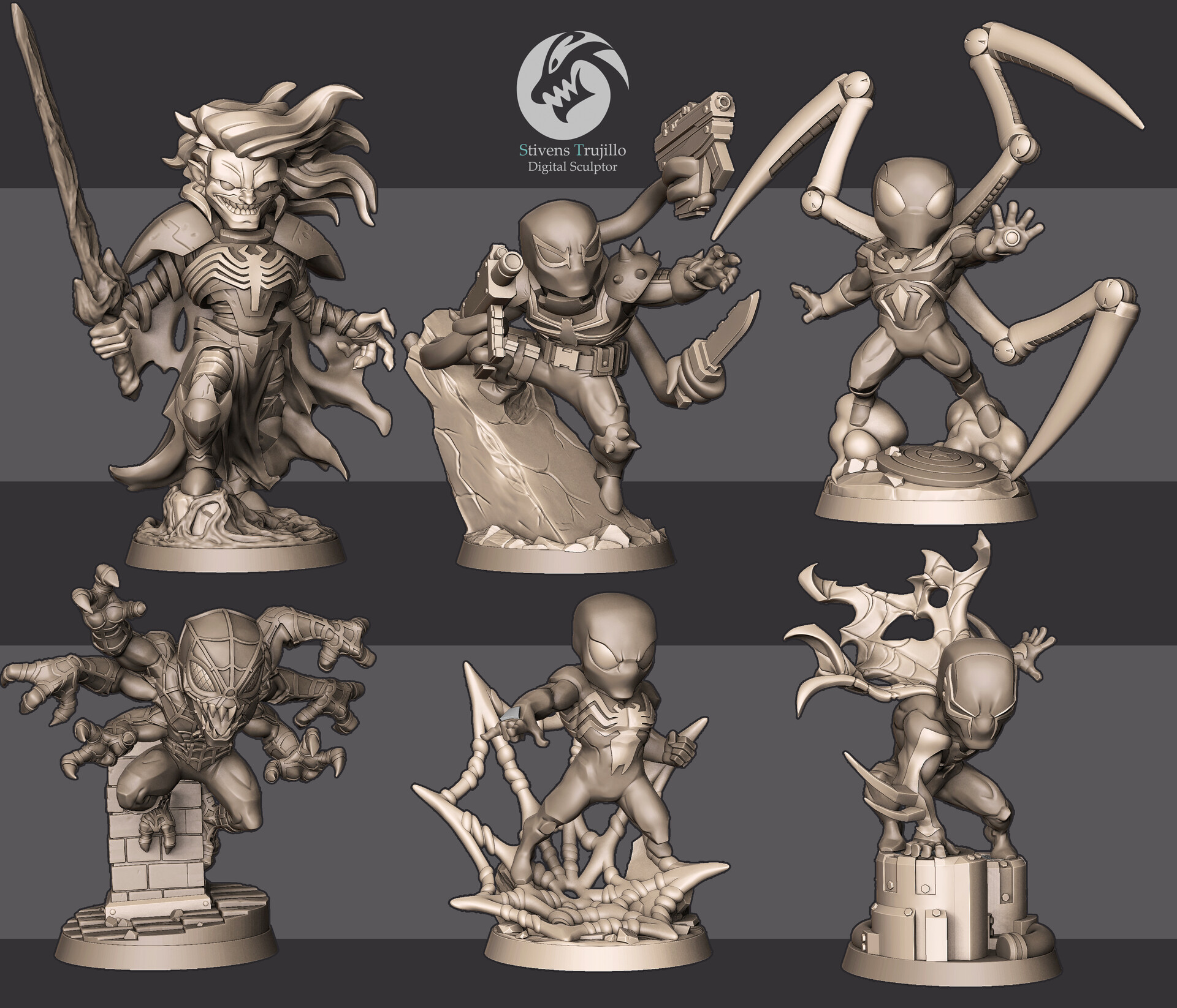 ArtStation - Marvel United Spider Chibis