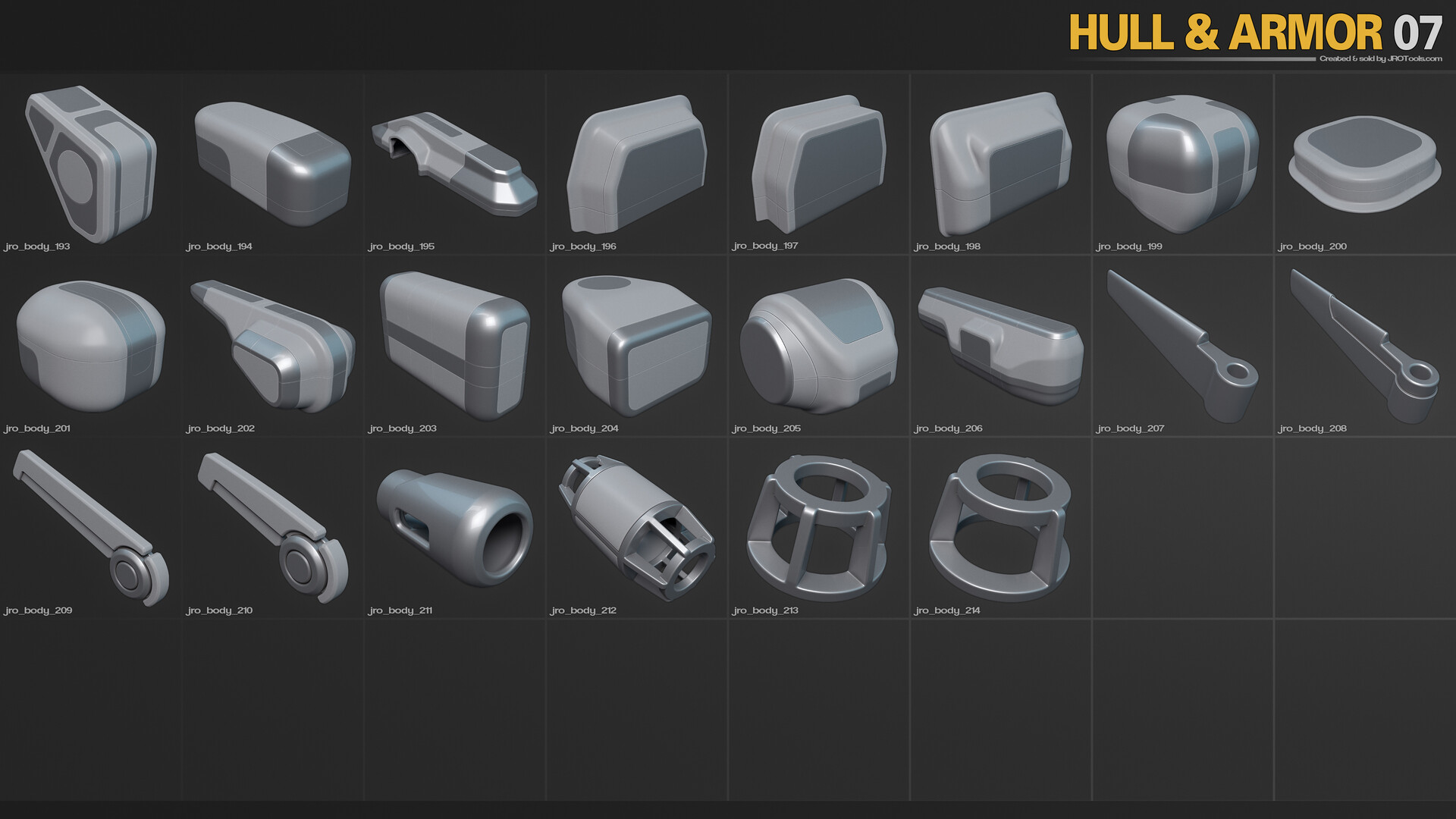 JROTools - Tools for 3D artists - Hard-Surface Kitbash Vol.15 - Hull ...