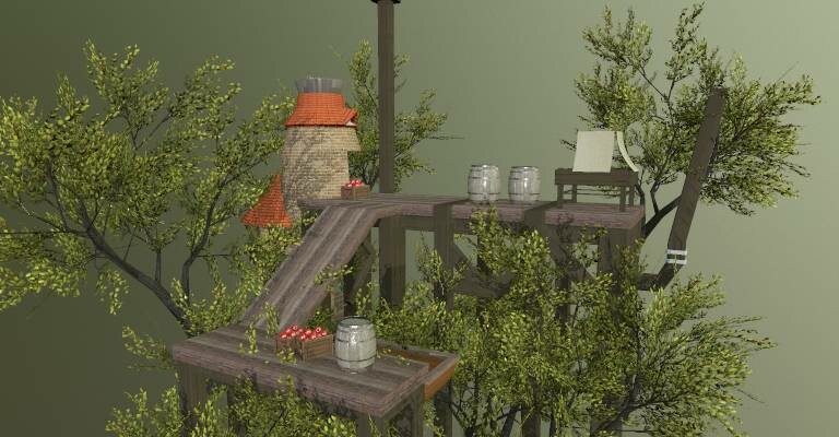 ArtStation - 3D Game World Layout: Rustic Treehouse Village