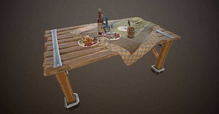 ArtStation - Stylized dining table in the tavern