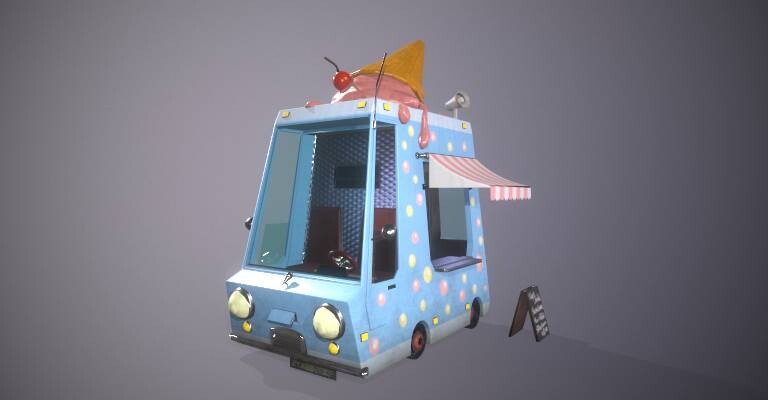 ArtStation - Ice-Cream Van - based off Alexandr Krainuk illustration