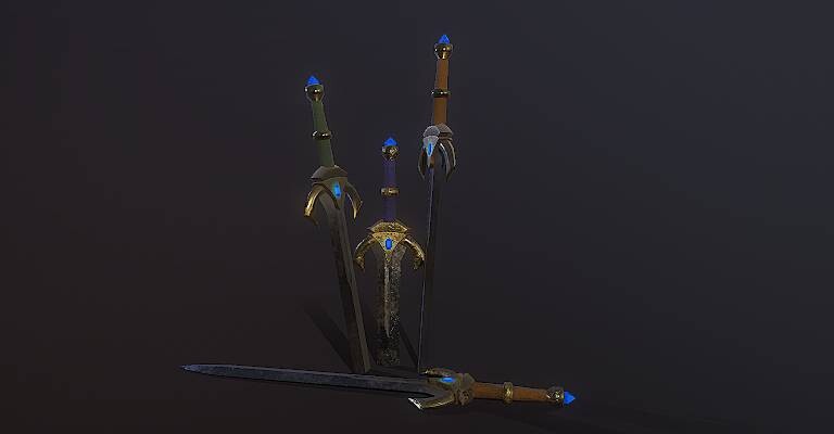 ArtStation - A sword made of gold, iron and emeralds.