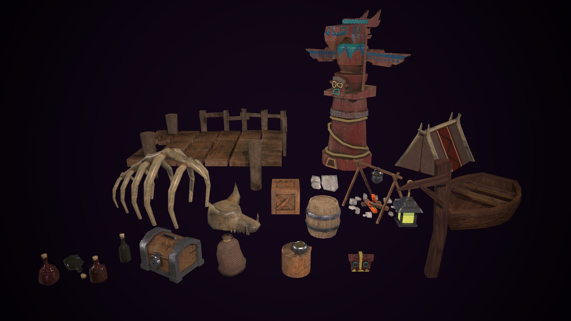 ArtStation - Tiki props low poly