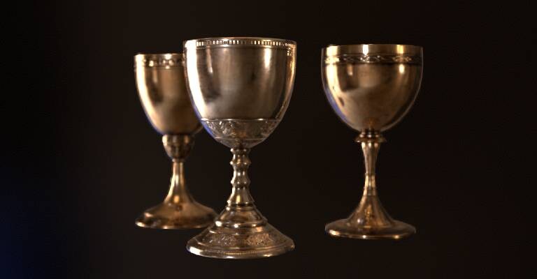 ArtStation - Three brass goblets (lowpoly)