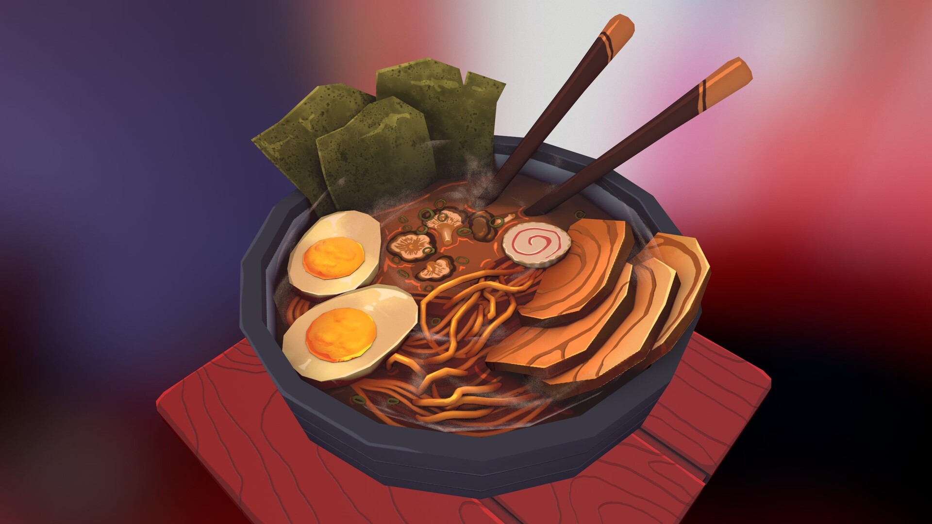 ArtStation - Stylized low-poly ramen \ Handpaint