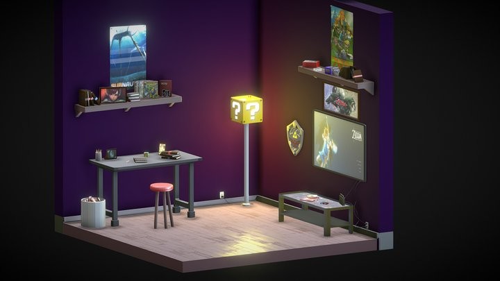ArtStation - Nerd Room Isometric