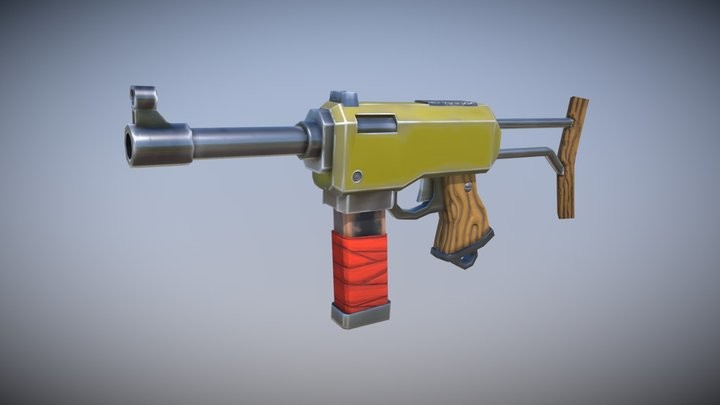 Vlad Krutenyuk - SUBMACHINE GUN - Stylized & Cartoon | My FIRST 3D model