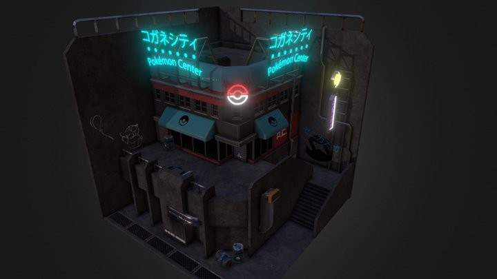 ArtStation - Cyberpunk Pokemon Center