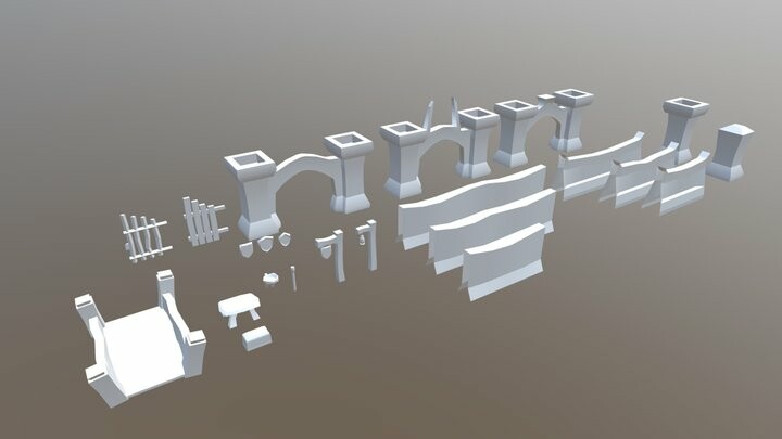 ArtStation - Low poly Castle set (non UV&Tex)