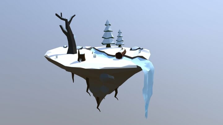 ArtStation - Low Poly Floating Winter Island
