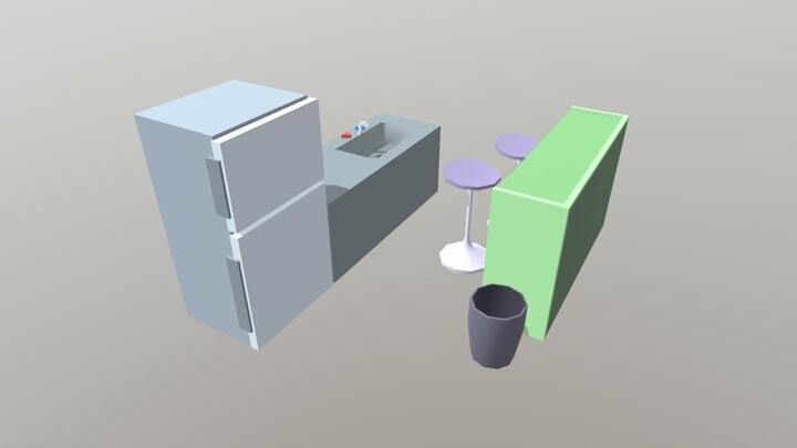 ArtStation - Bar And Kitchen Environment Modelling For Mobile Game