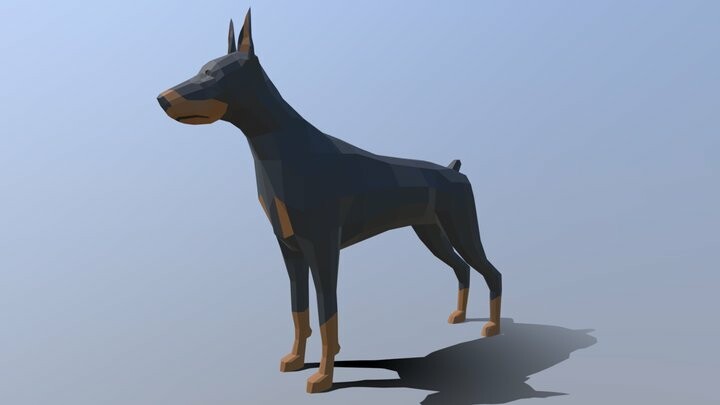 ArtStation - Low Poly Cartoon Doberman