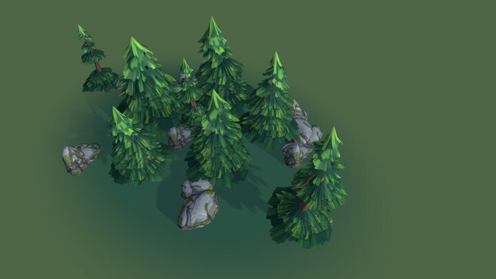 ArtStation - Handpainted Trees and Rocks