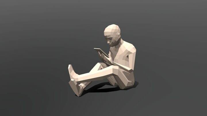 chroma 3D - Low Poly Kid Using a Tablet