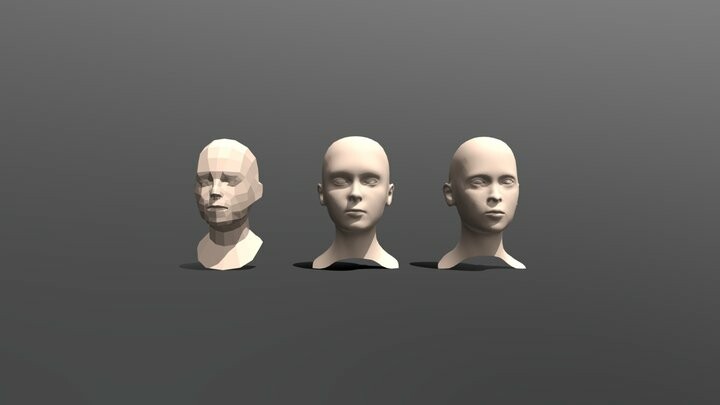 chroma 3D - Low Poly Woman Heads