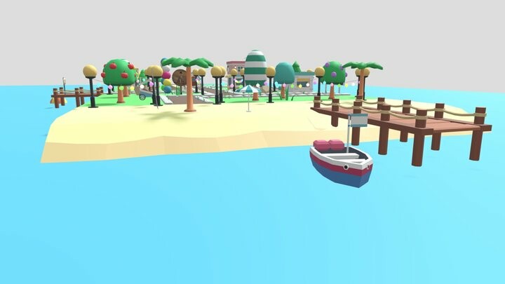 ArtStation - Beach_town , Low poly