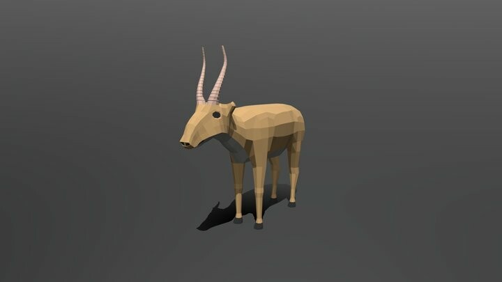 ArtStation - Low Poly Cartoon Saiga Antelope