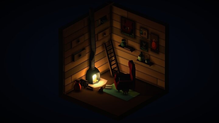 ArtStation - Cozy Isometric room (Isometric Room Challenge)