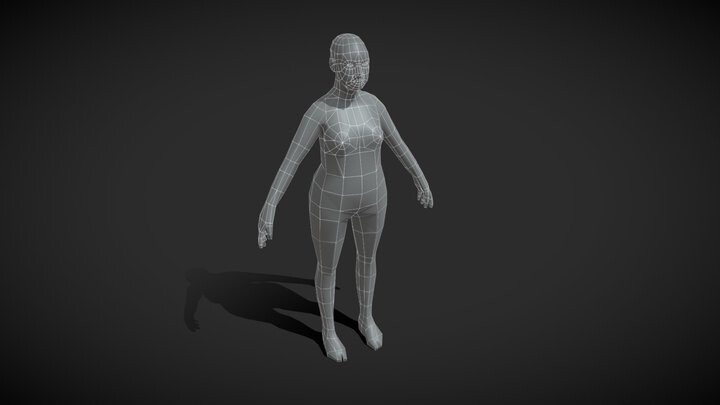 ArtStation - Female Body Fat Base Mesh 3D Model 1000 Polygons