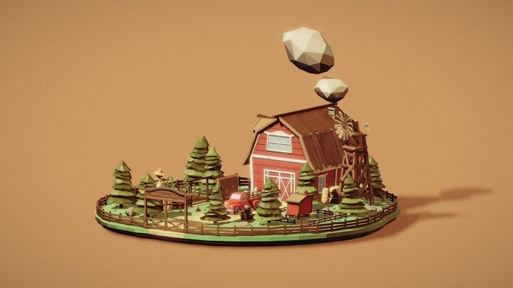 ArtStation - Low Poly Farm - Blueberry Hill