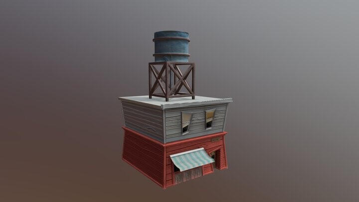 ArtStation - 3D Modelling of a cartoon building