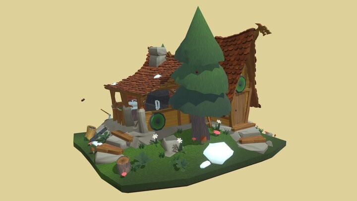 ArtStation - Viking Blacksmith Shop LowPoly