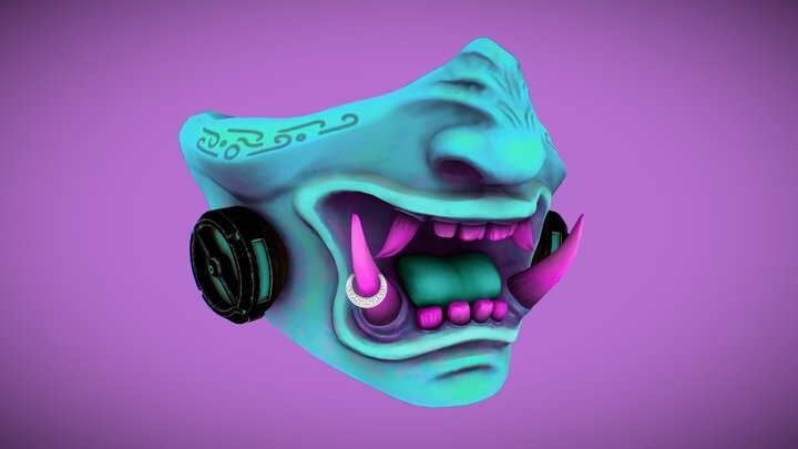 ArtStation - Futuristic Oni Face Mask