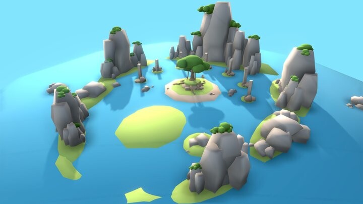 ArtStation - Fantasy Island 2 - low poly game level