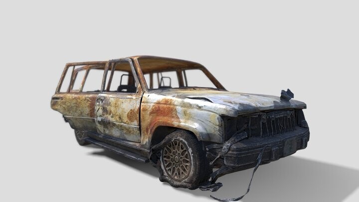 ArtStation - Suv wreck burned