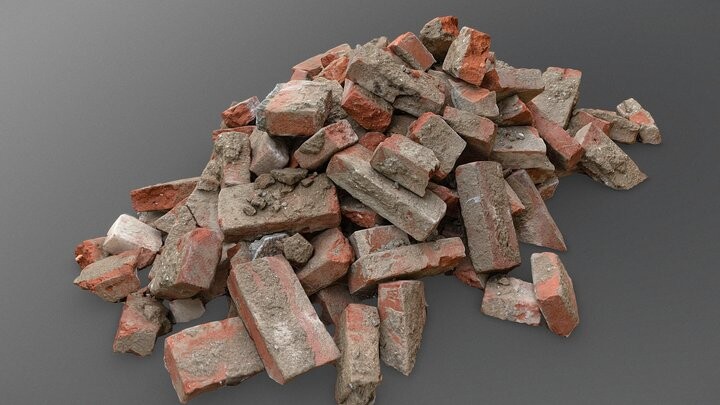 ArtStation - Heap of construction old debris bricks