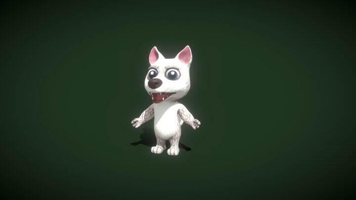 ArtStation - Cartoon White Wolf Animated 3D Model