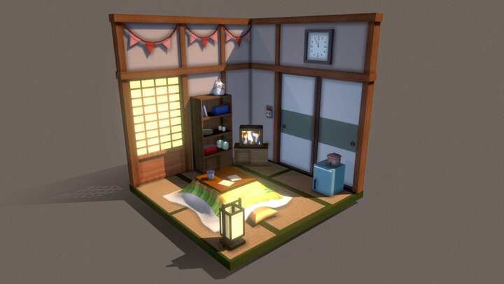 ArtStation - Japanese Isometric Room