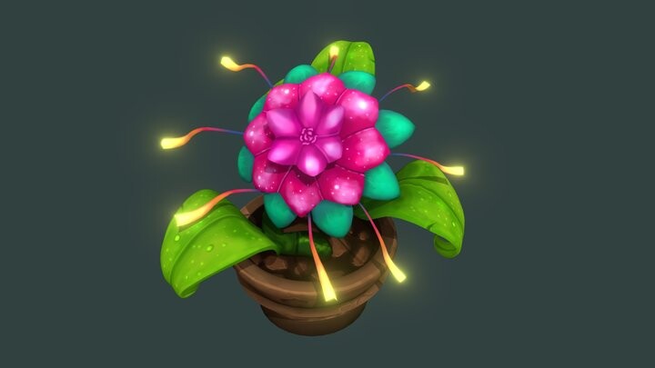 ArtStation - Stylized Flower in Pot