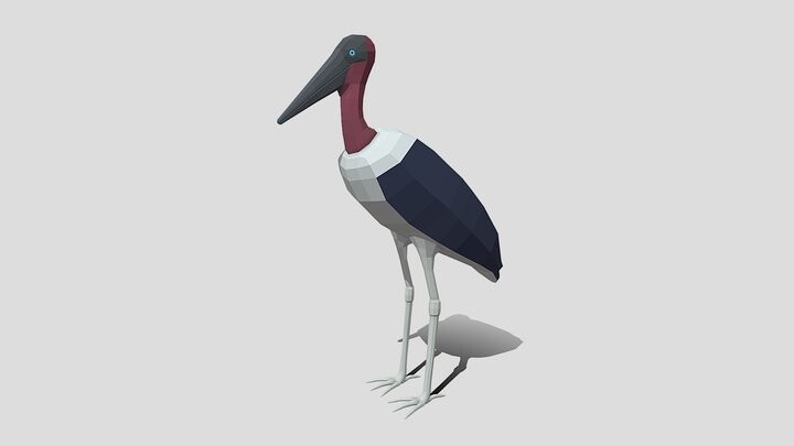 chroma 3D - Low Poly Cartoon Marabou Stork