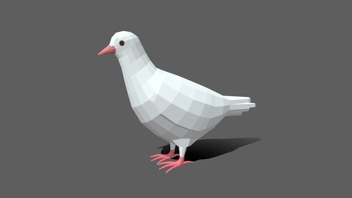 ArtStation - Low Poly Cartoon White Pigeon