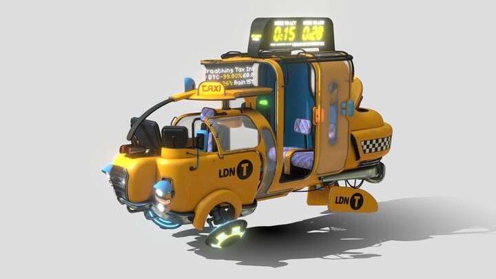 ArtStation - Cyberpunk Flying Taxicab