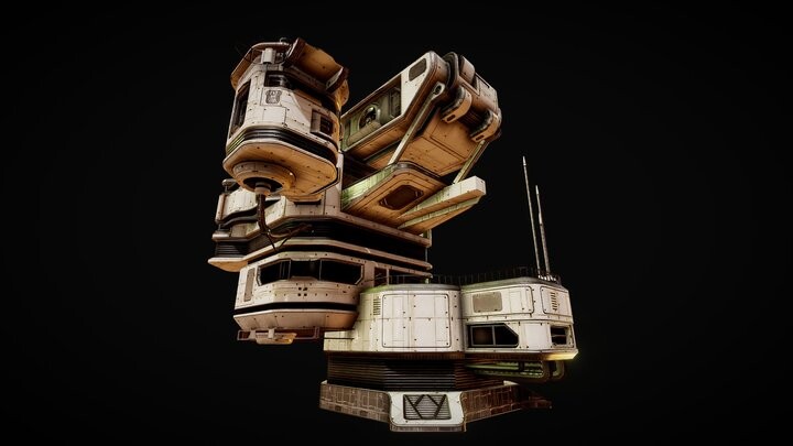 ArtStation - Low Poly Scifi Buildings