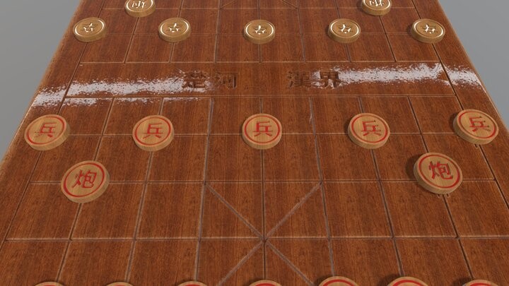 ArtStation - Low Poly Chinese Chess Board and Pawns - Game Ready Asset