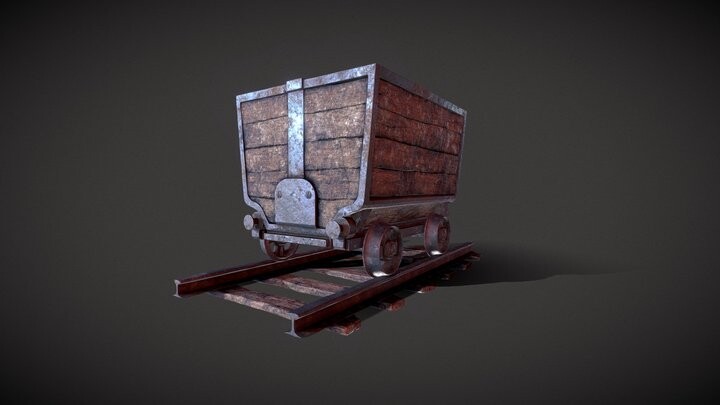 ArtStation - Wooden Mine Cart